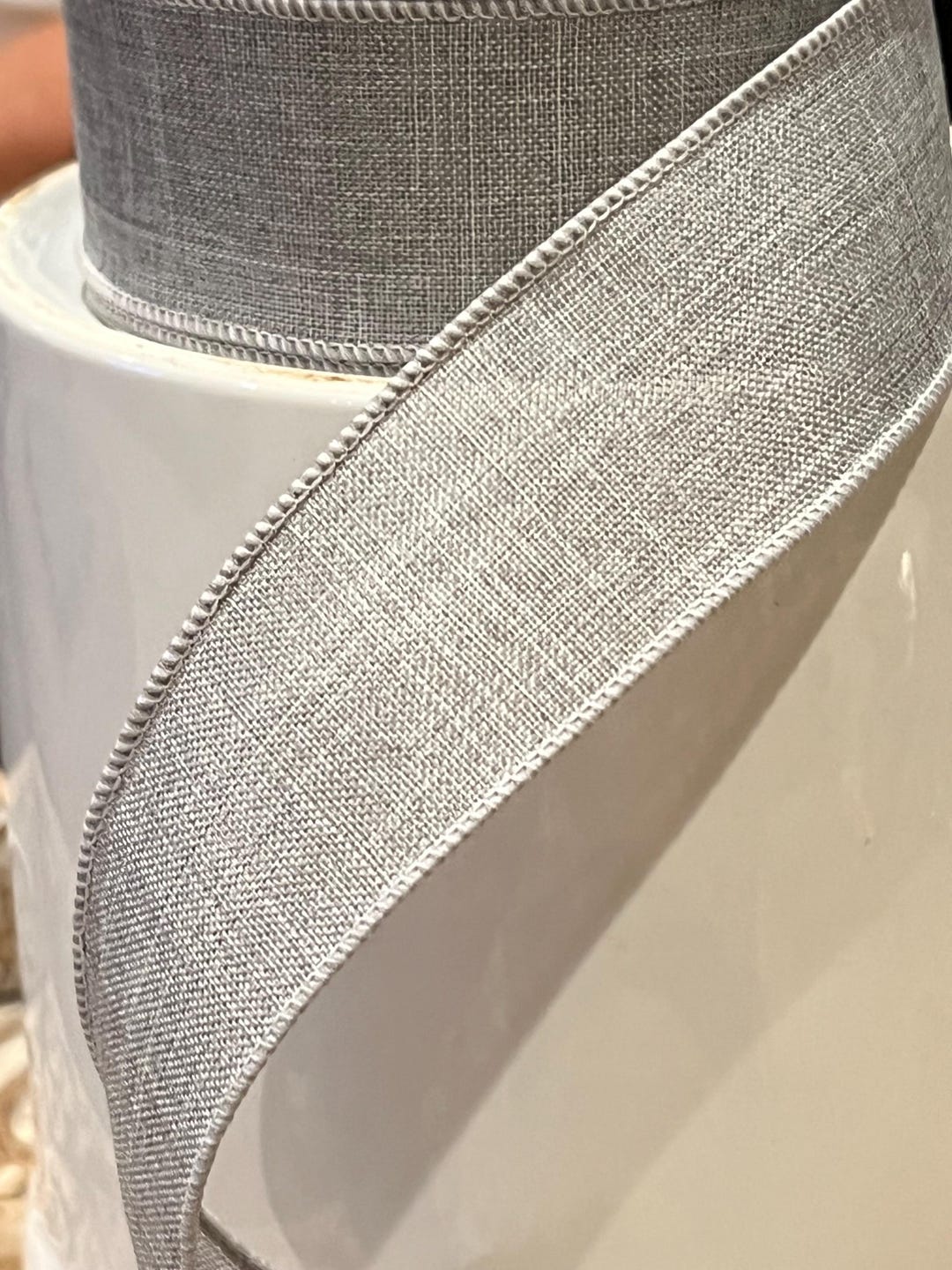 Gray Wired Ribbon for Bows, Light Gray Ribbon, Wreath Ribbon, Gray ...