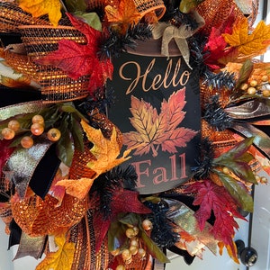 Welcome Fall Wreath, Autumn Door Wreath, Thanksgiving Wreath for Front ...