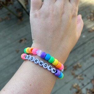 Bookworm Friendship Bracelet, Rainbow Bookish Beaded Bracelet, Book ...