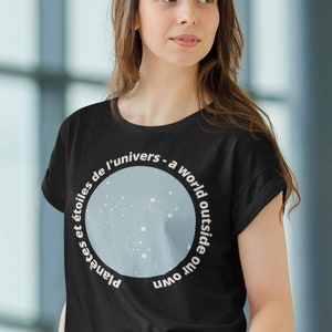 Planets and Stars Universe Shirt Tee in French, Astronomer Shirt ...