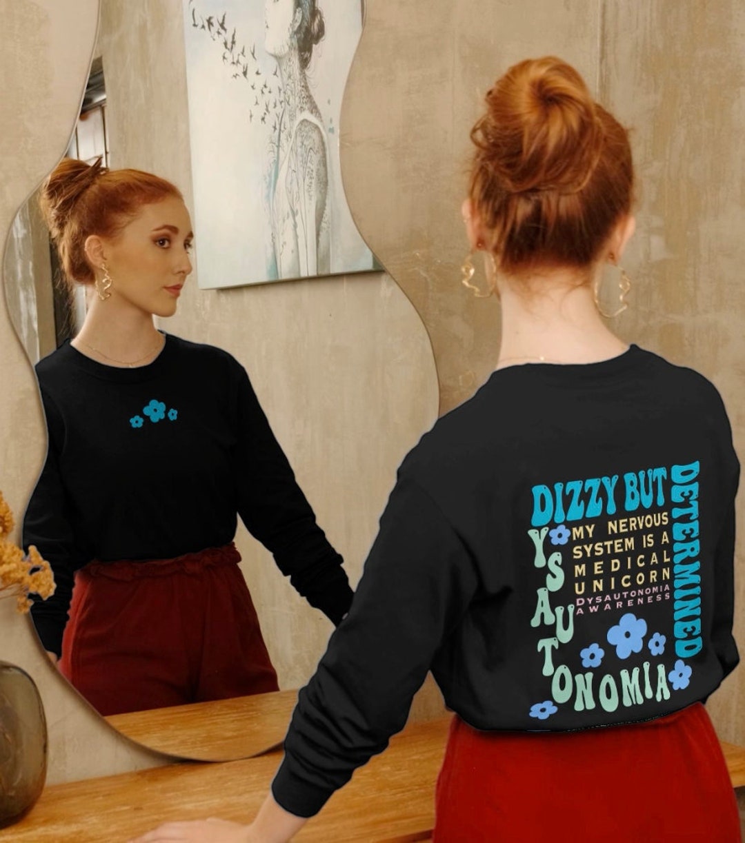Dysautonomia Awareness Crewneck Sweatshirt, Colorful Dizzy but ...