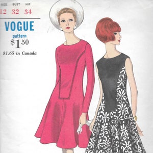 Vintage 1960s Vogue Sewing Pattern 6994- Misses' One-piece Dress Size ...