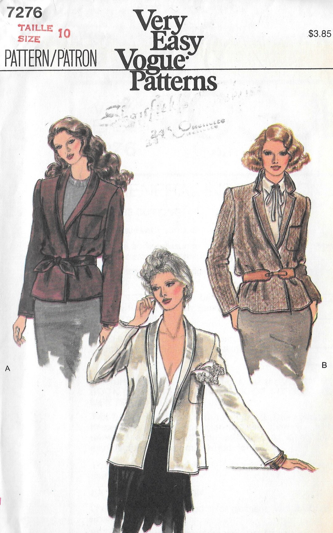1970s Vogue Sewing Pattern 7276 - Misses' Jacket Size 10 Bust 32 1/2 ...