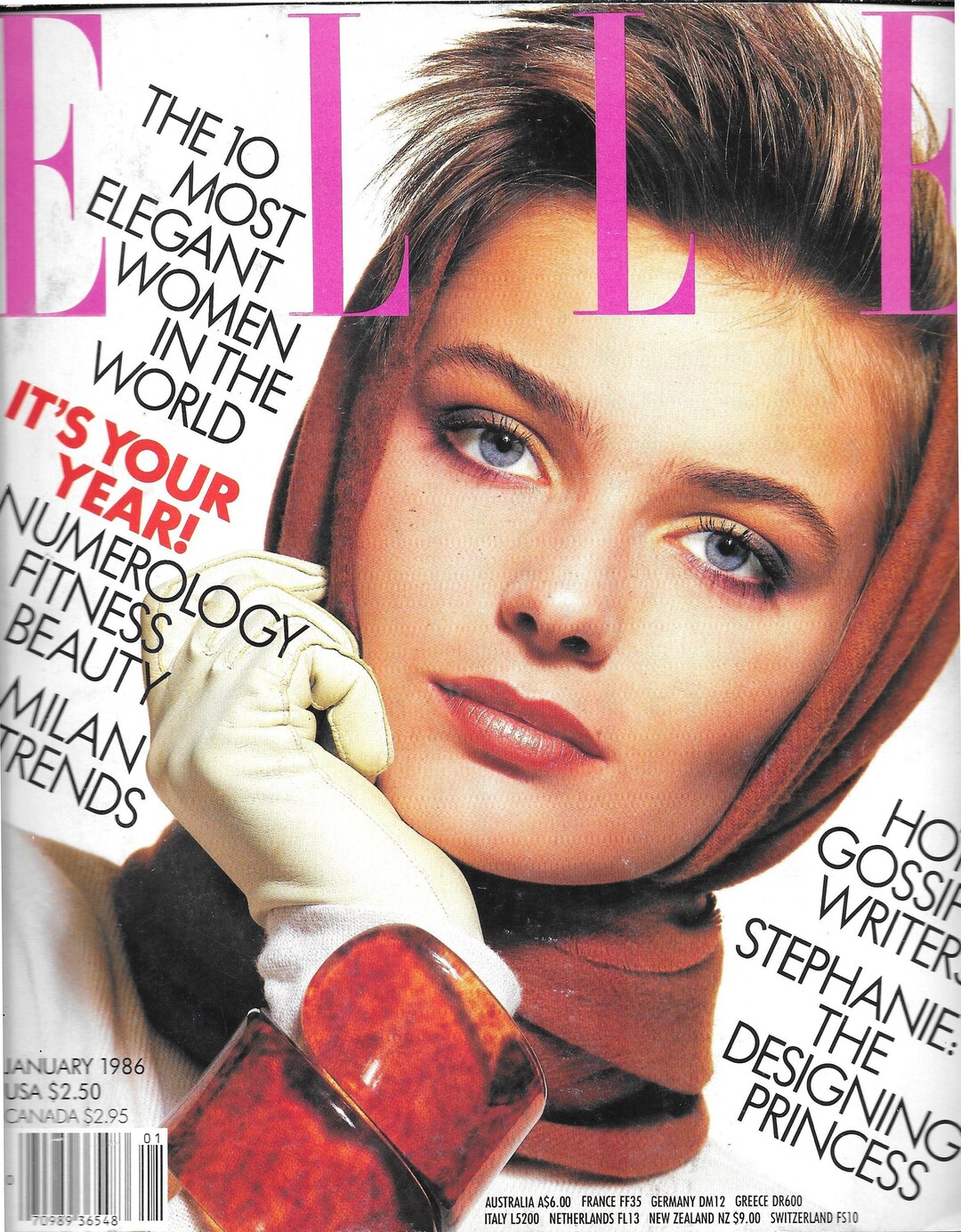 Elle Magazine- January 1986, Paulina Cover, Magazine in Very Good ...