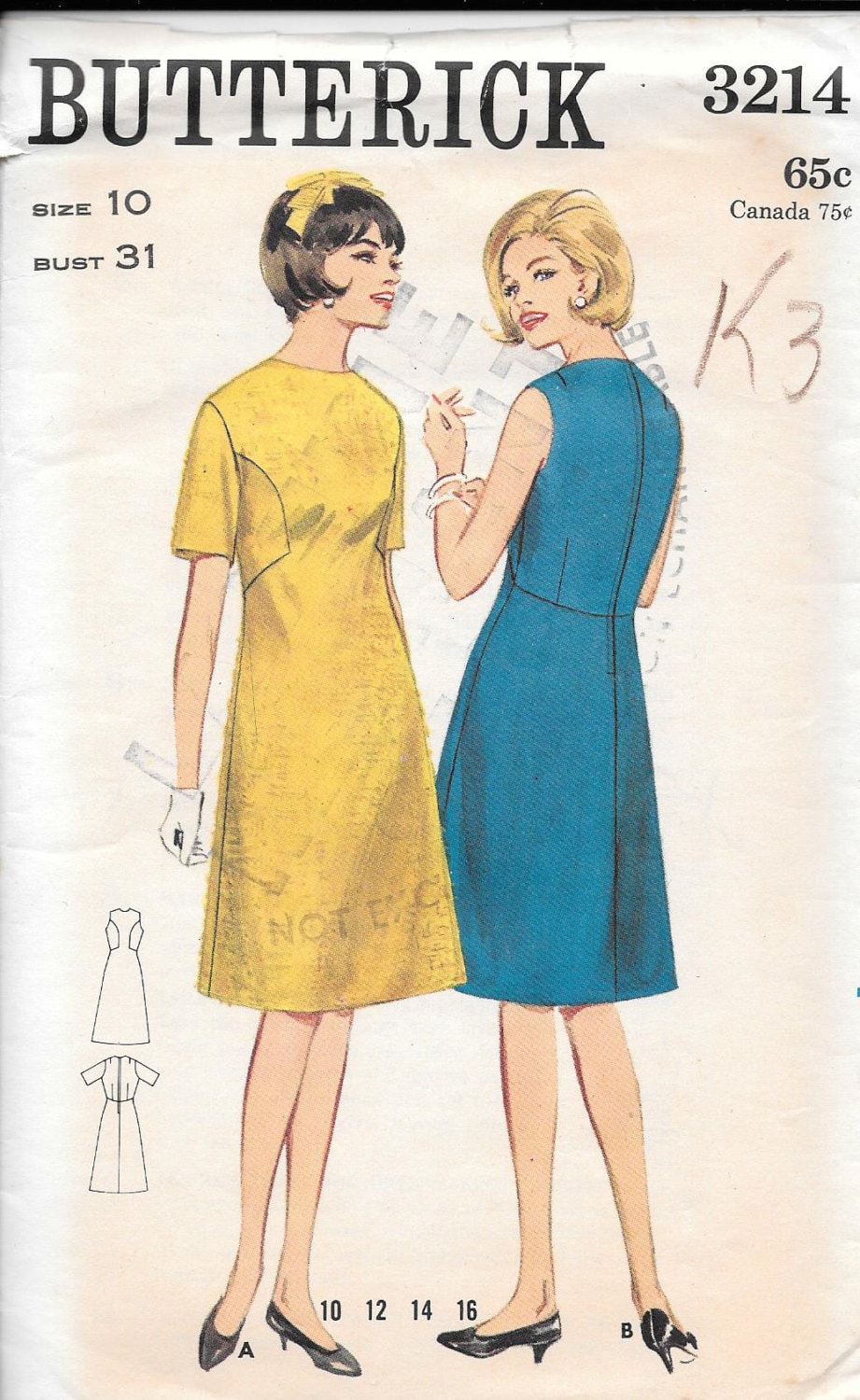 Vintage 1960s Butterick Sewing Pattern 3214 Misses' Dress - Etsy