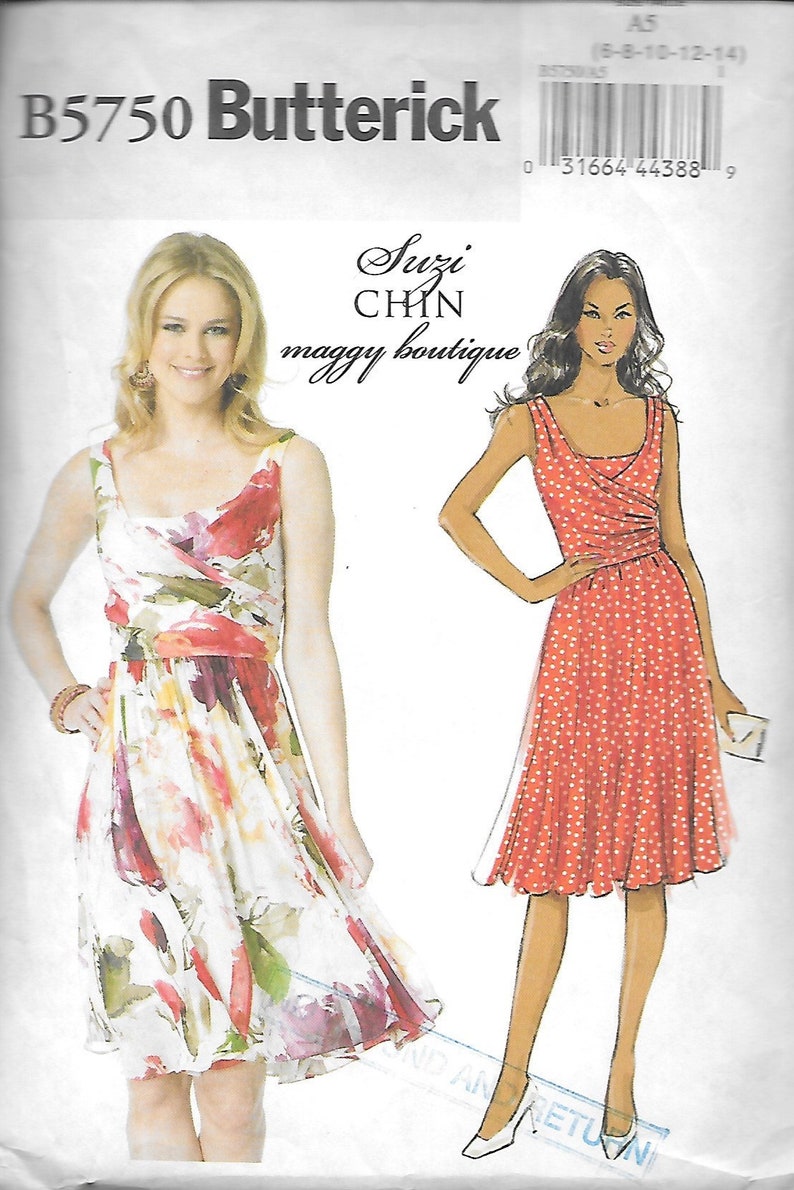 Butterick Sewing Pattern 5750 Suzi Chin, Maggy Boutique Misses' Dress ...