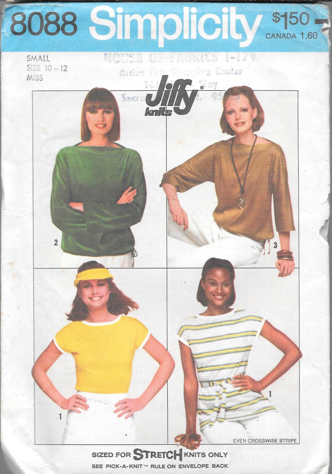 Vintage 1970s Simplicity Sewing Pattern 8088- Misses' Jiffy Knit ...