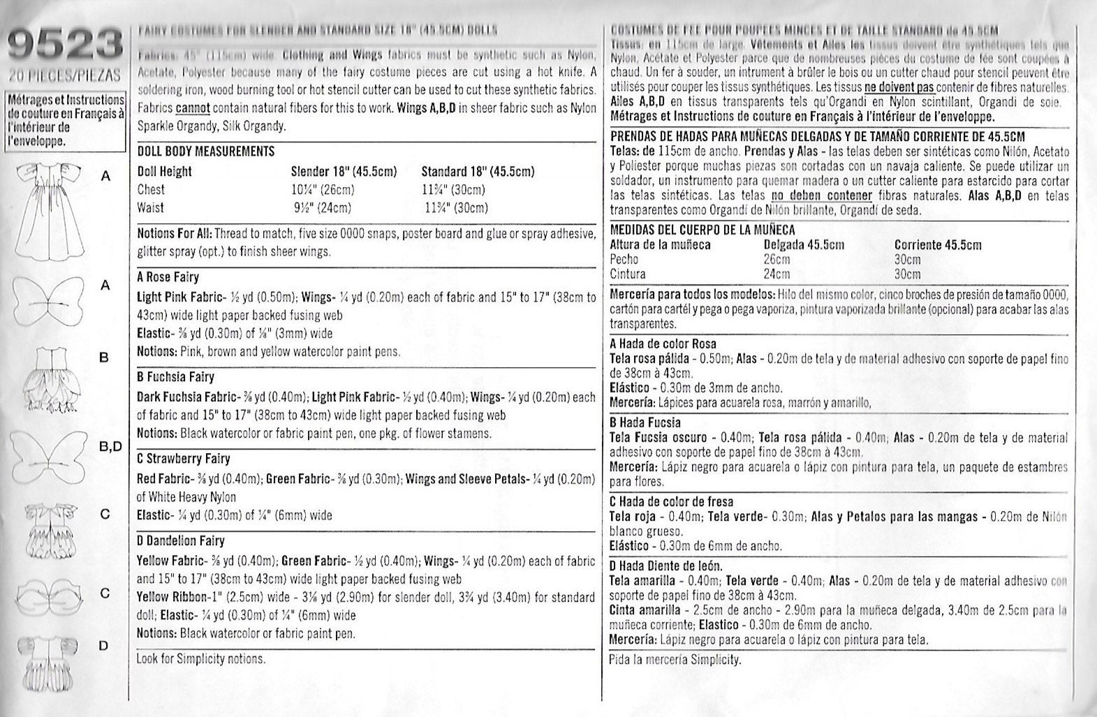 Simplicity Crafts Sewing Pattern 9253 Fairy Costumes for Slender and ...