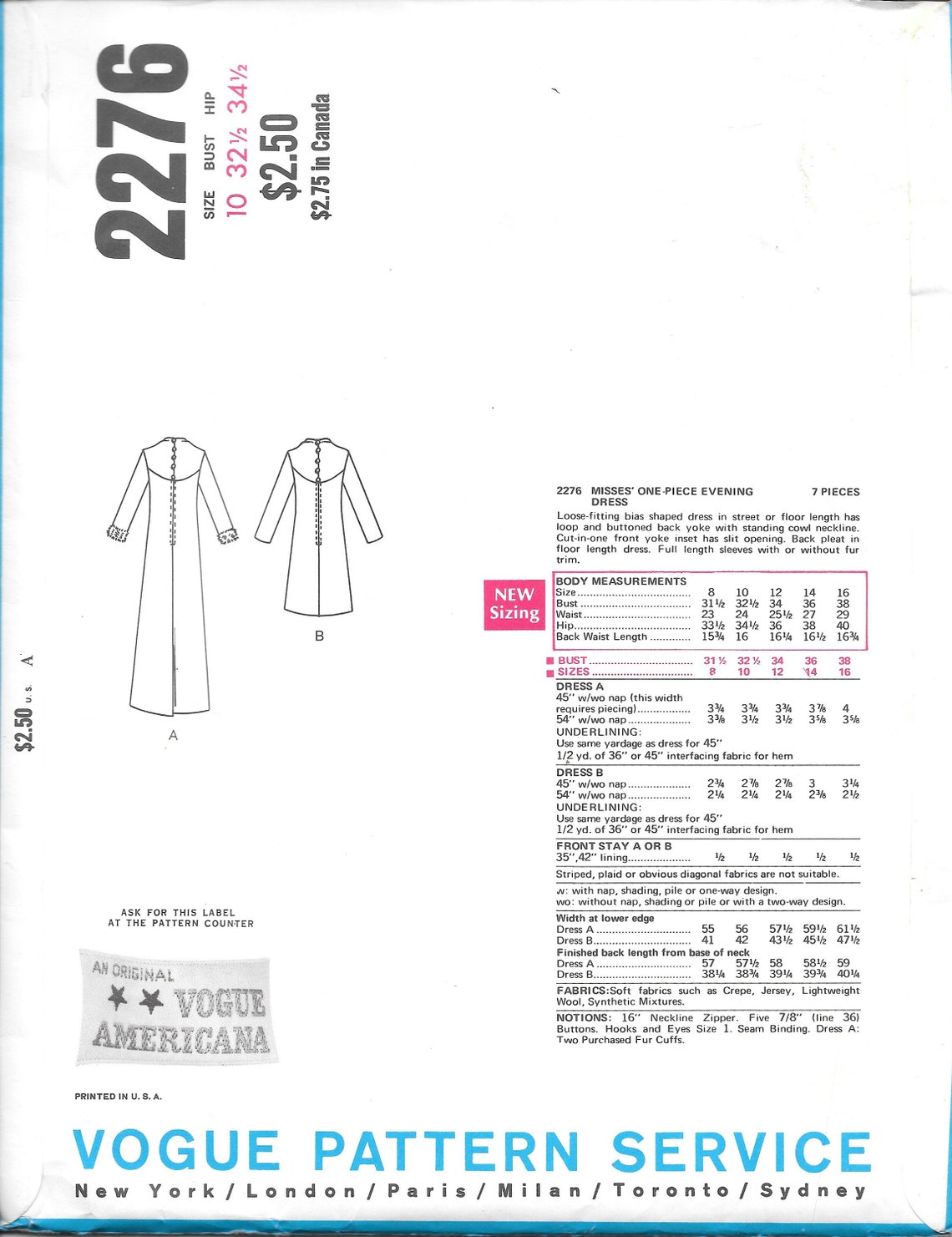 Vintage 1970s Vogue Americana Sewing Pattern 2276 Donald | Etsy