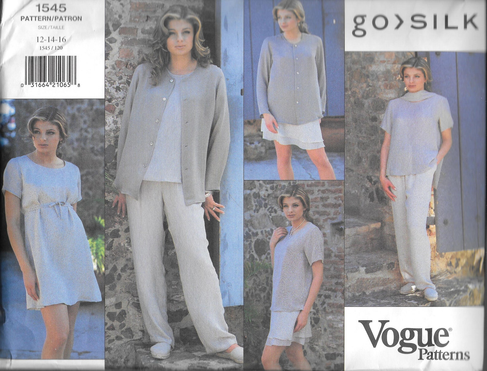 Vogue 1545 - Go Silk Misses' Dress, Top, Skirt & Pants Size 12-14-16 ...
