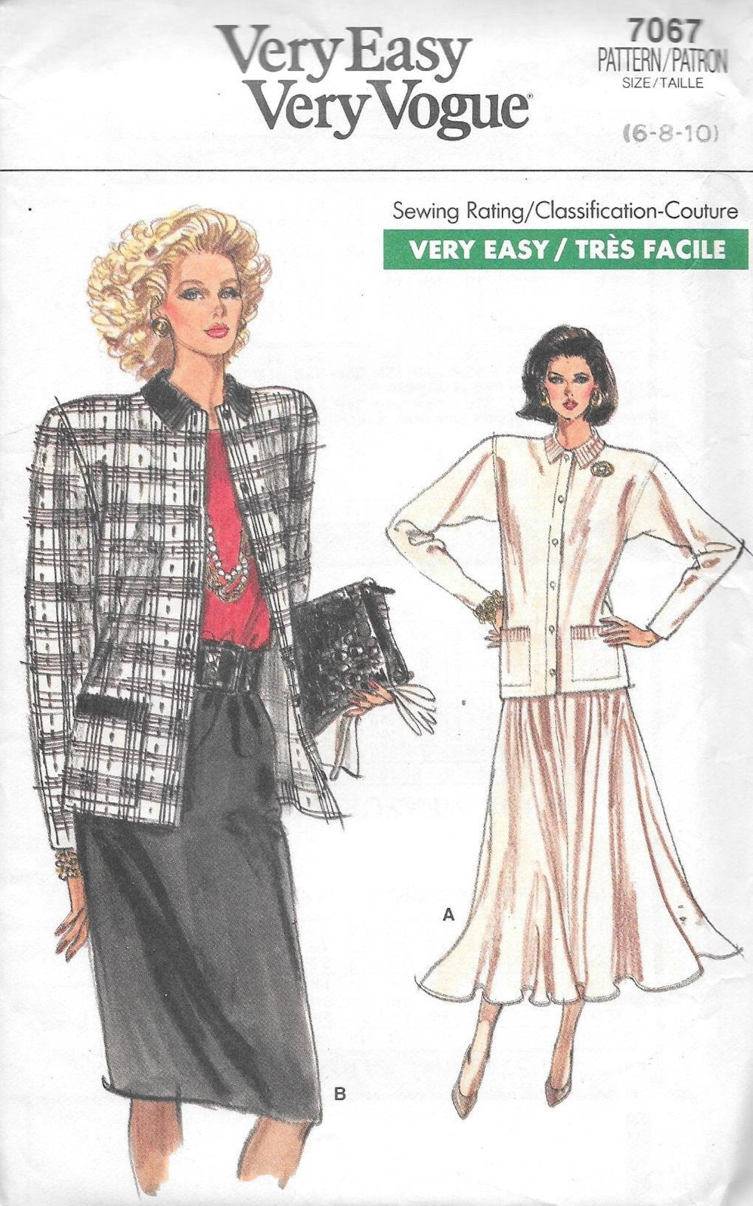 Vintage 1980s Vogue Sewing Pattern 7067 - Misses' Jacket and Skirt Size ...