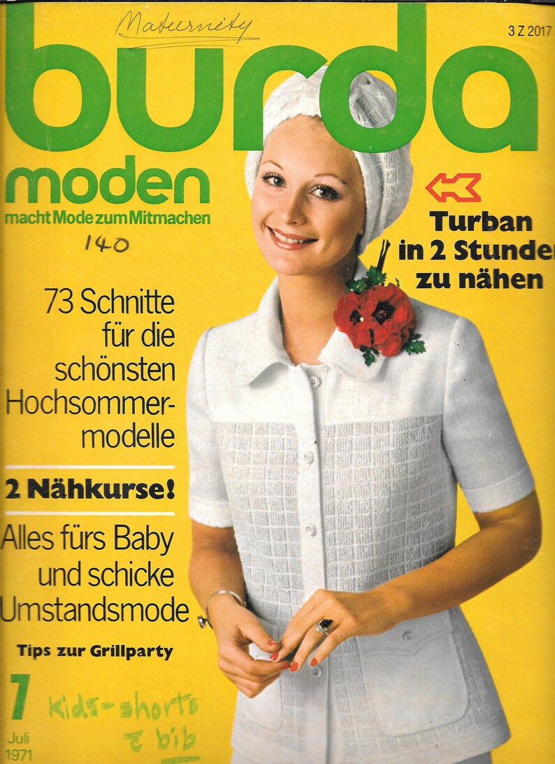 Burda Moden Magazine July 1971 Complete With Uncut Patterns and Instructions - Etsy
