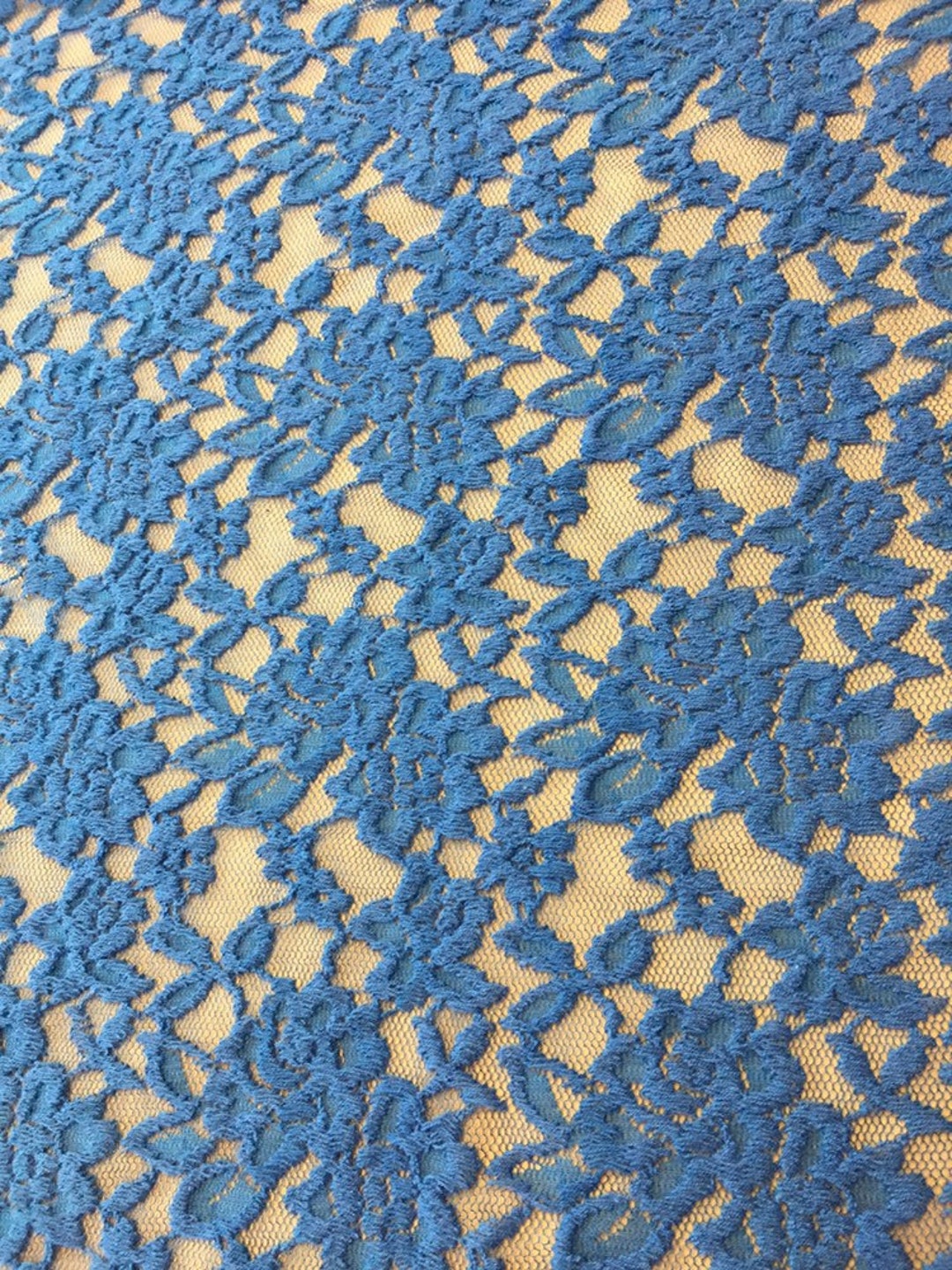 Stretch Lace Fabric in a Blue Colour With a Floral Weave, 4-way Stretch ...