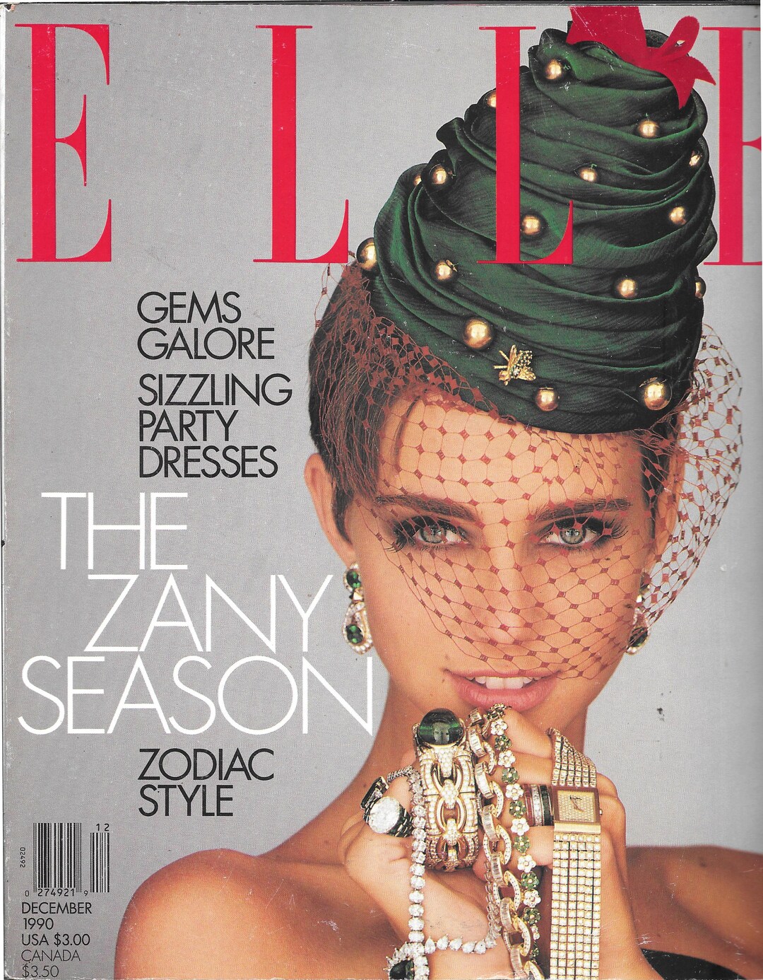 Elle Magazine December 1990, Roberta Chirko Cover - Etsy