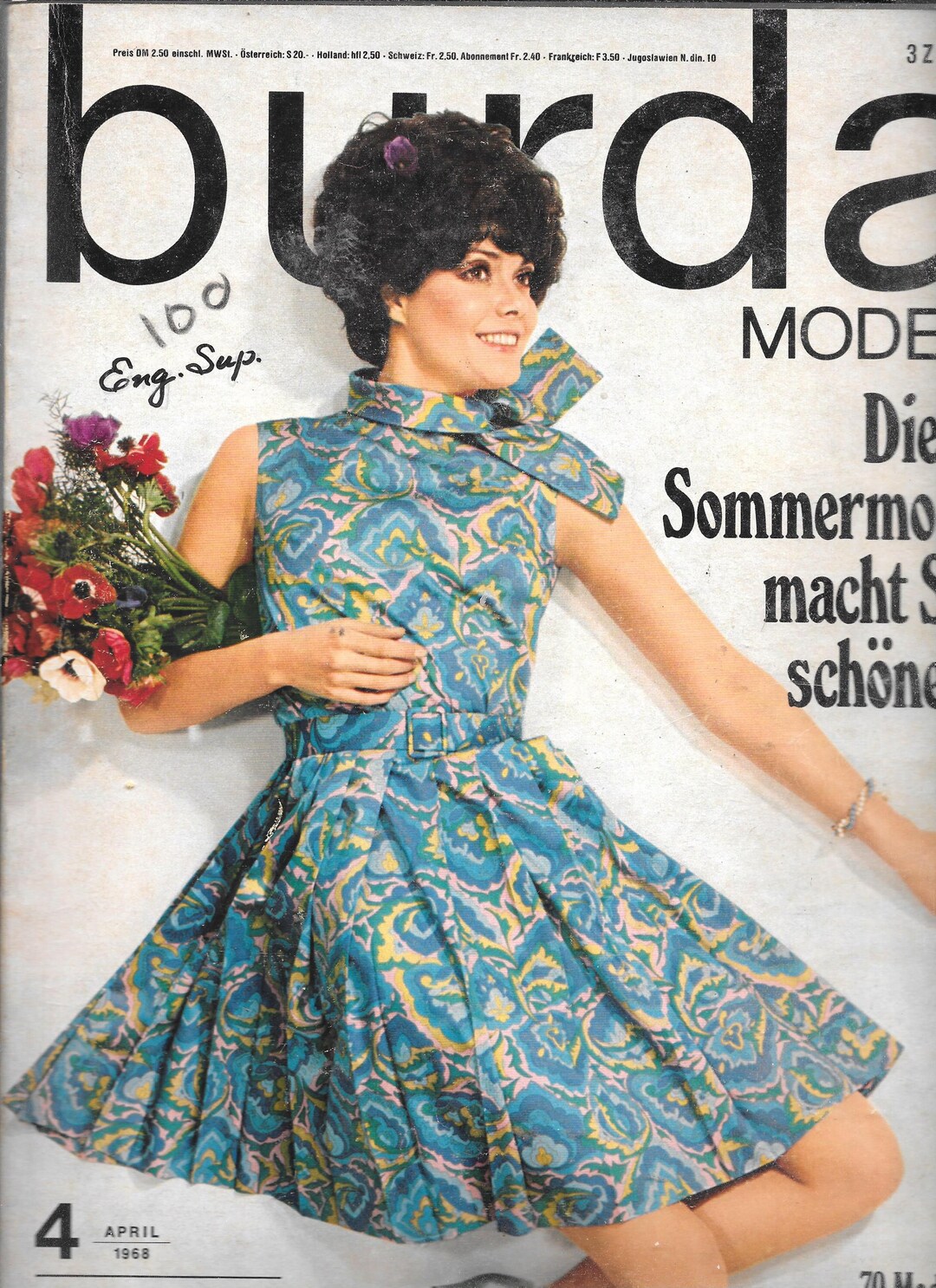 Burda Moden Magazine - April 1968 Complete With Uncut Patterns and English Supplement - Etsy