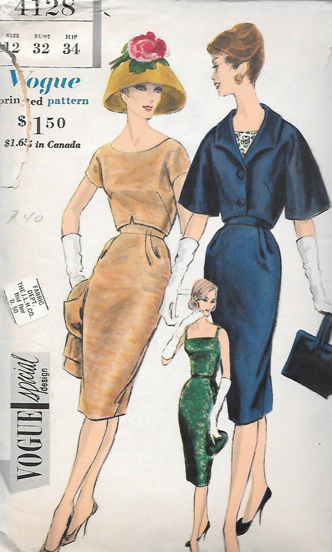 Vintage 1960s Vogue Special Design Sewing Pattern 4128 Misses' One ...