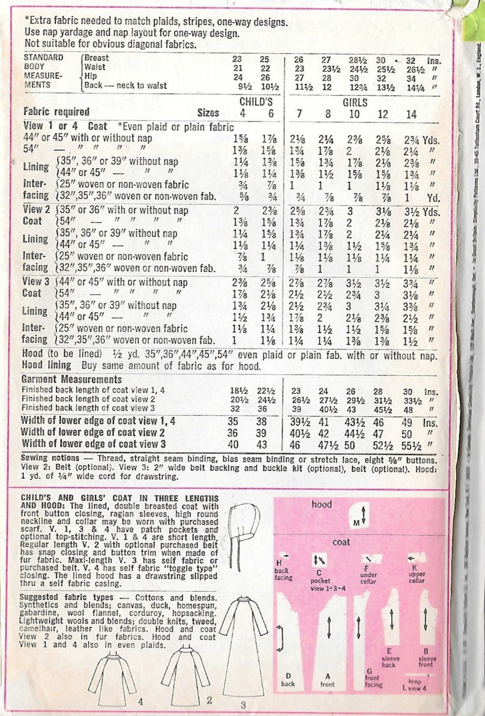 1970s Simplicity Sewing Pattern 9048 Girls' Coat in three | Etsy