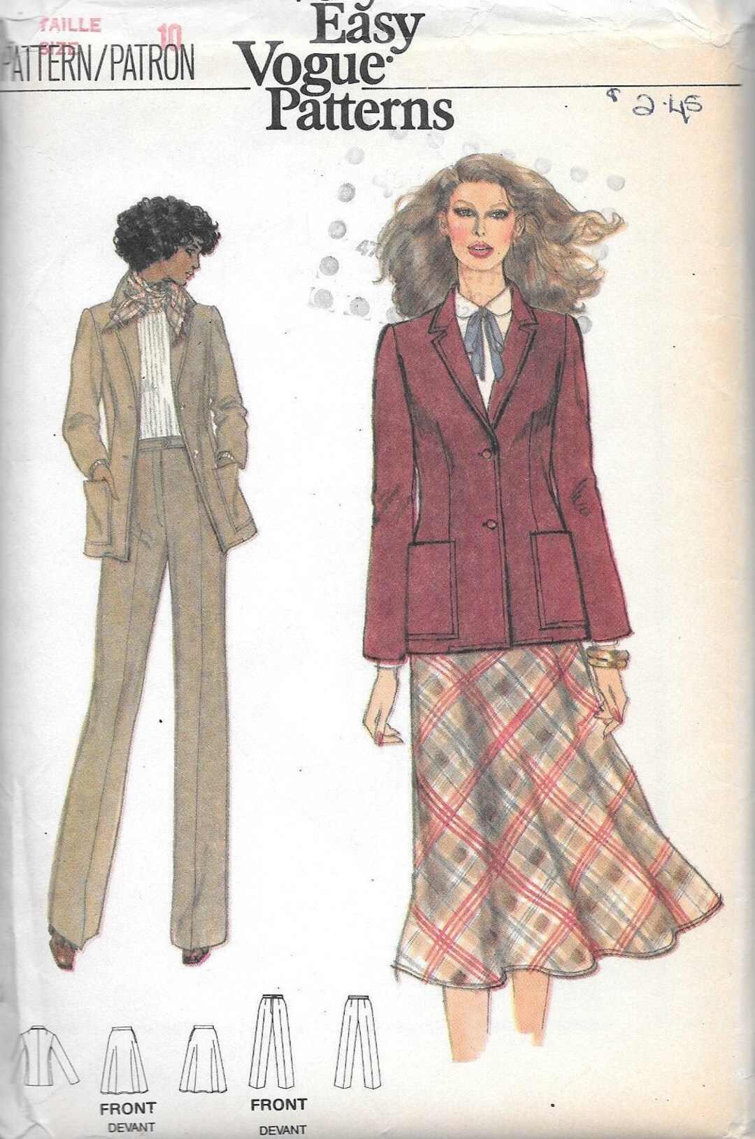 Vintage 1970s Vogue Sewing Pattern 7185 - Misses' Jacket, Skirt and ...