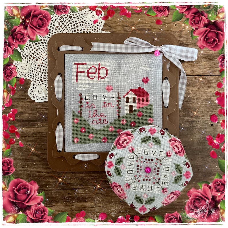 12 mois avec Romy et Sandy 2026 : Biscornu de février - Modèle de point ...