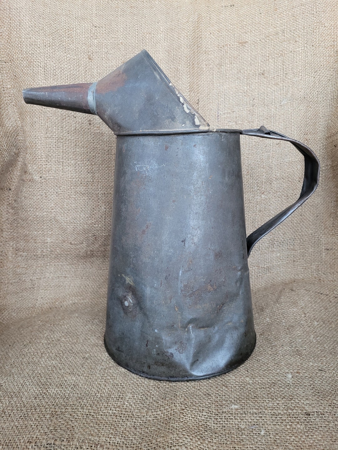 Vintage Oil Can, Galvanized Metal 2 Quart Oil Can, Rustic, Primitive ...