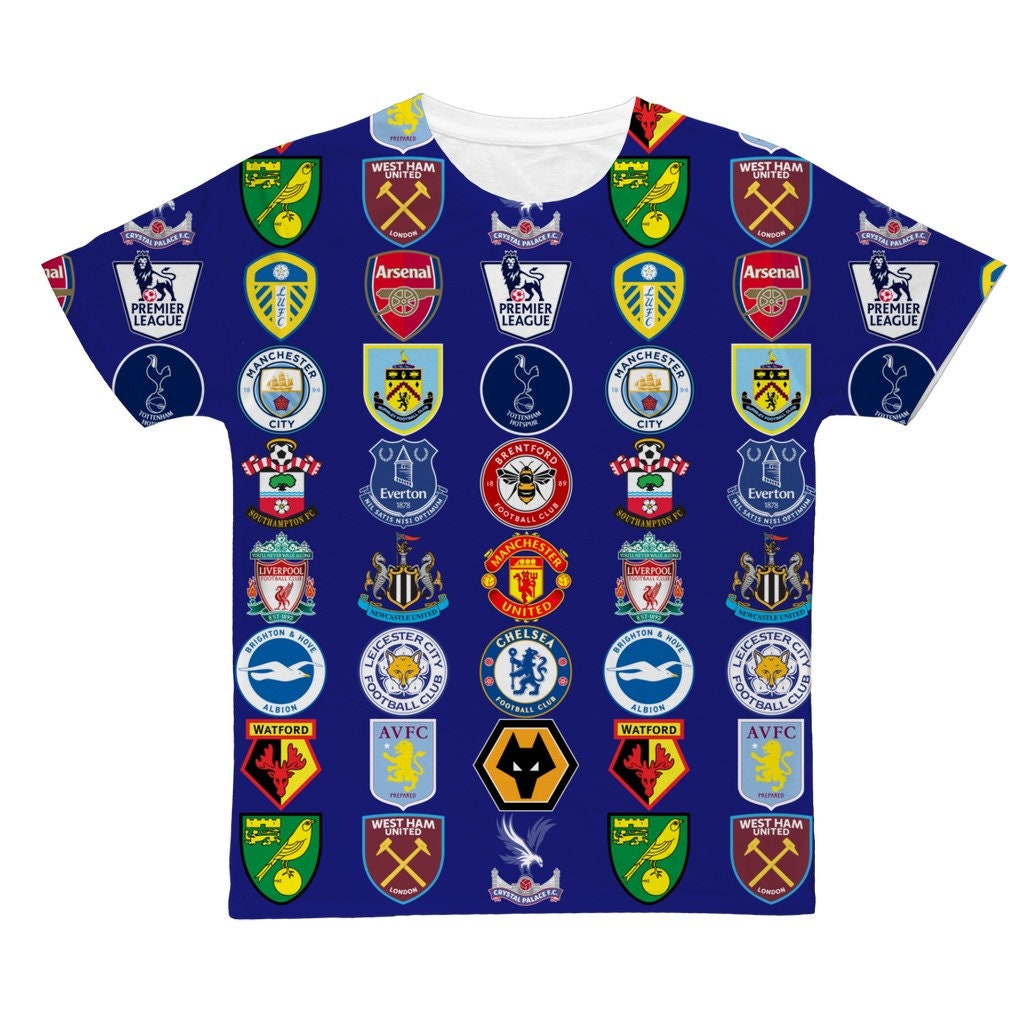 Premier League Classic Sublimation Adult T-shirt English Clubs | Etsy UK