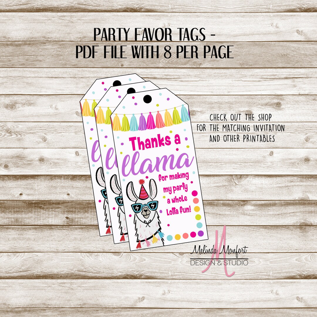 Llama Party Favor Tags, Llama Birthday, Llamas, Party Favor Tags, Party ...