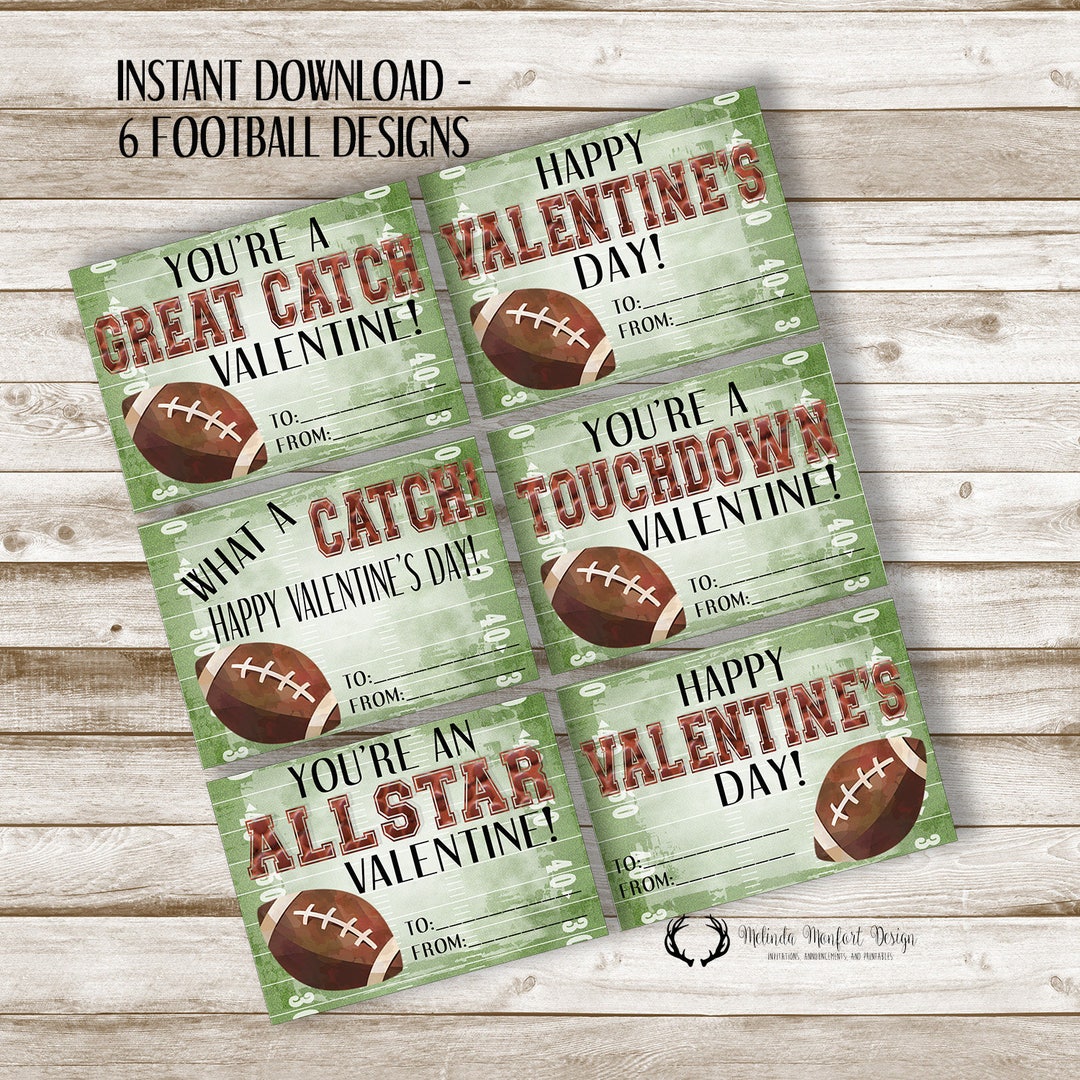Kid's Valentine's Day Cards, Football Valentine's Day Cards, Print at ...
