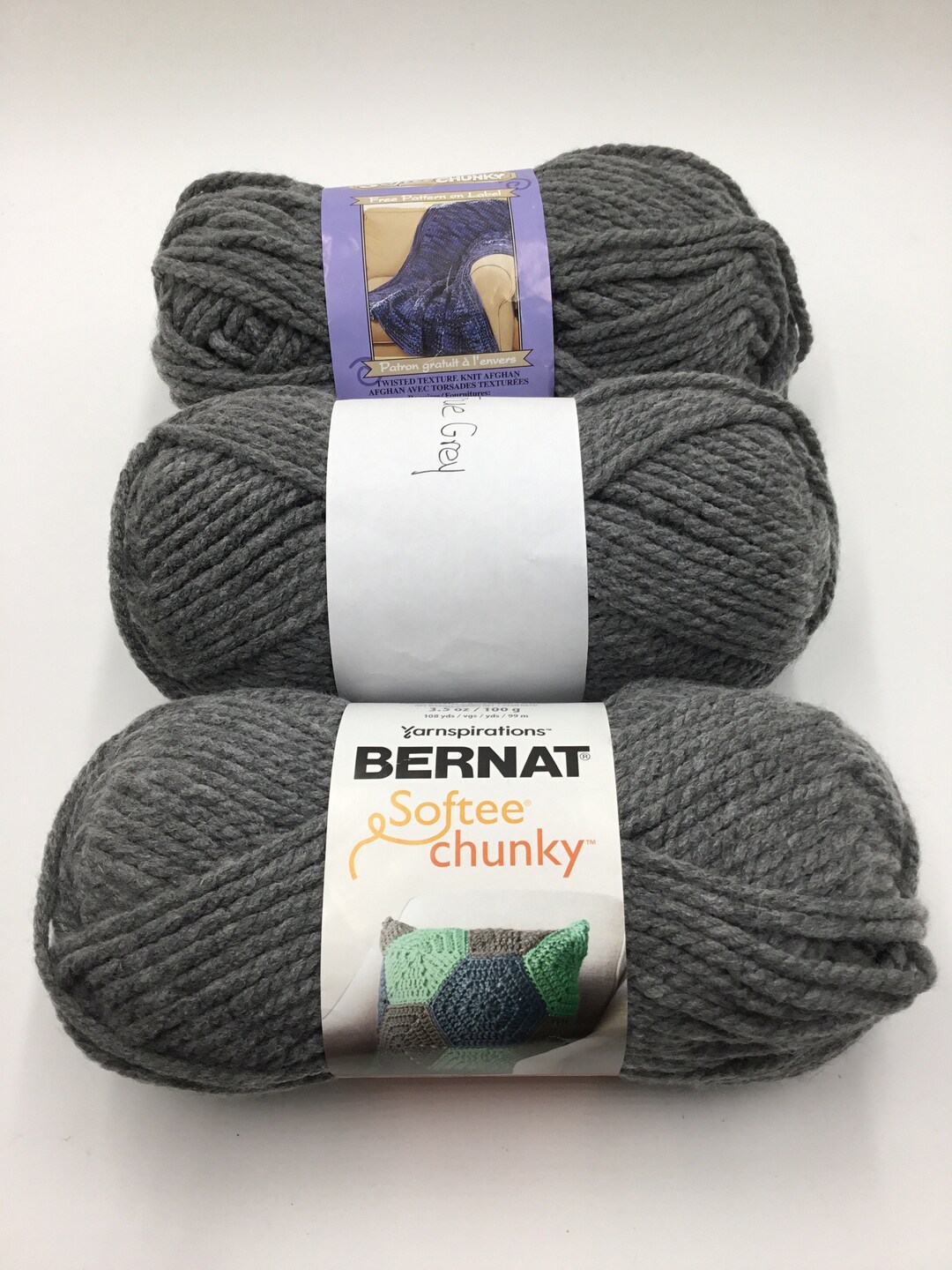 Bernat Softee Chunky Set of 3 / 100% Acrylic Yarn, Super Bulky 6 - True ...