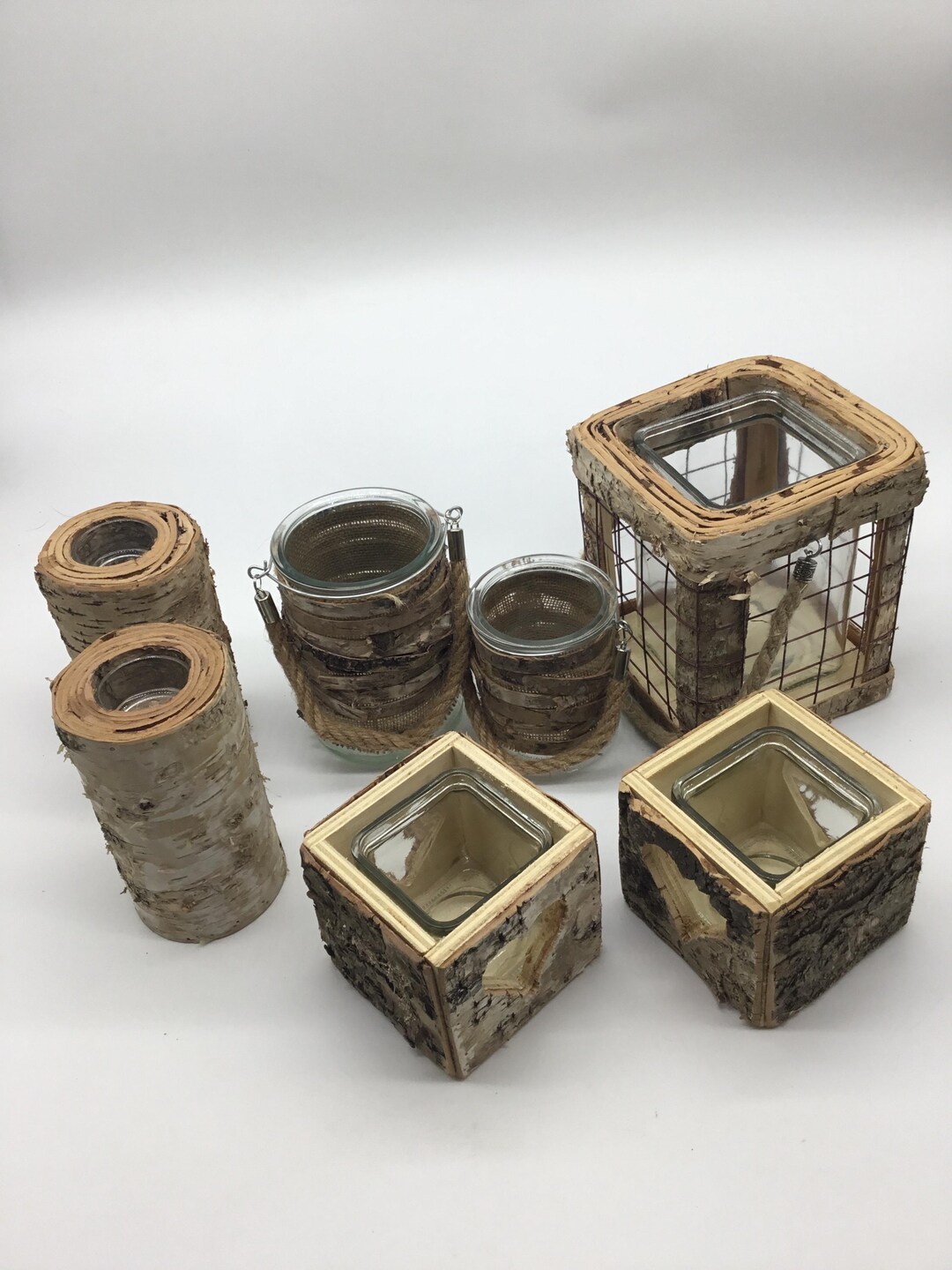 Candle Holder Sets, Birch Bark Rustic Candle Holder Sets or Singular ...