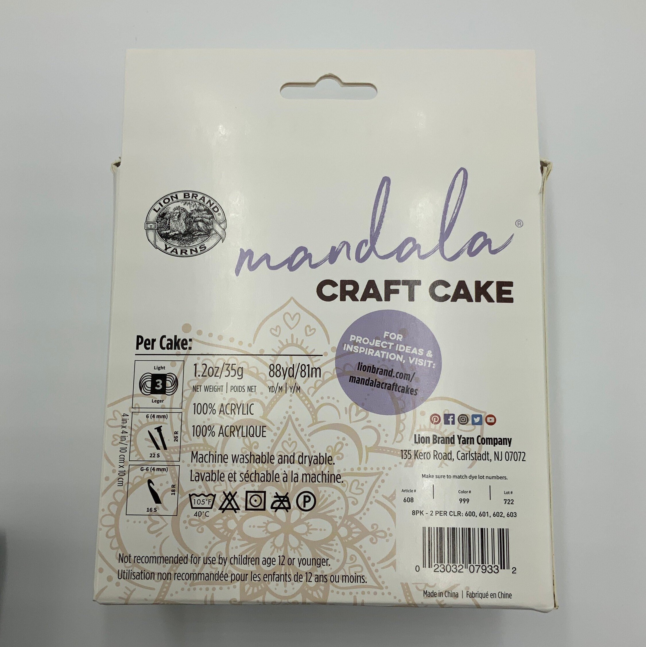 Mandala Amigurumi Craft Cake Set,4 Craft Cakes,lion Brand Craft Cakes ...