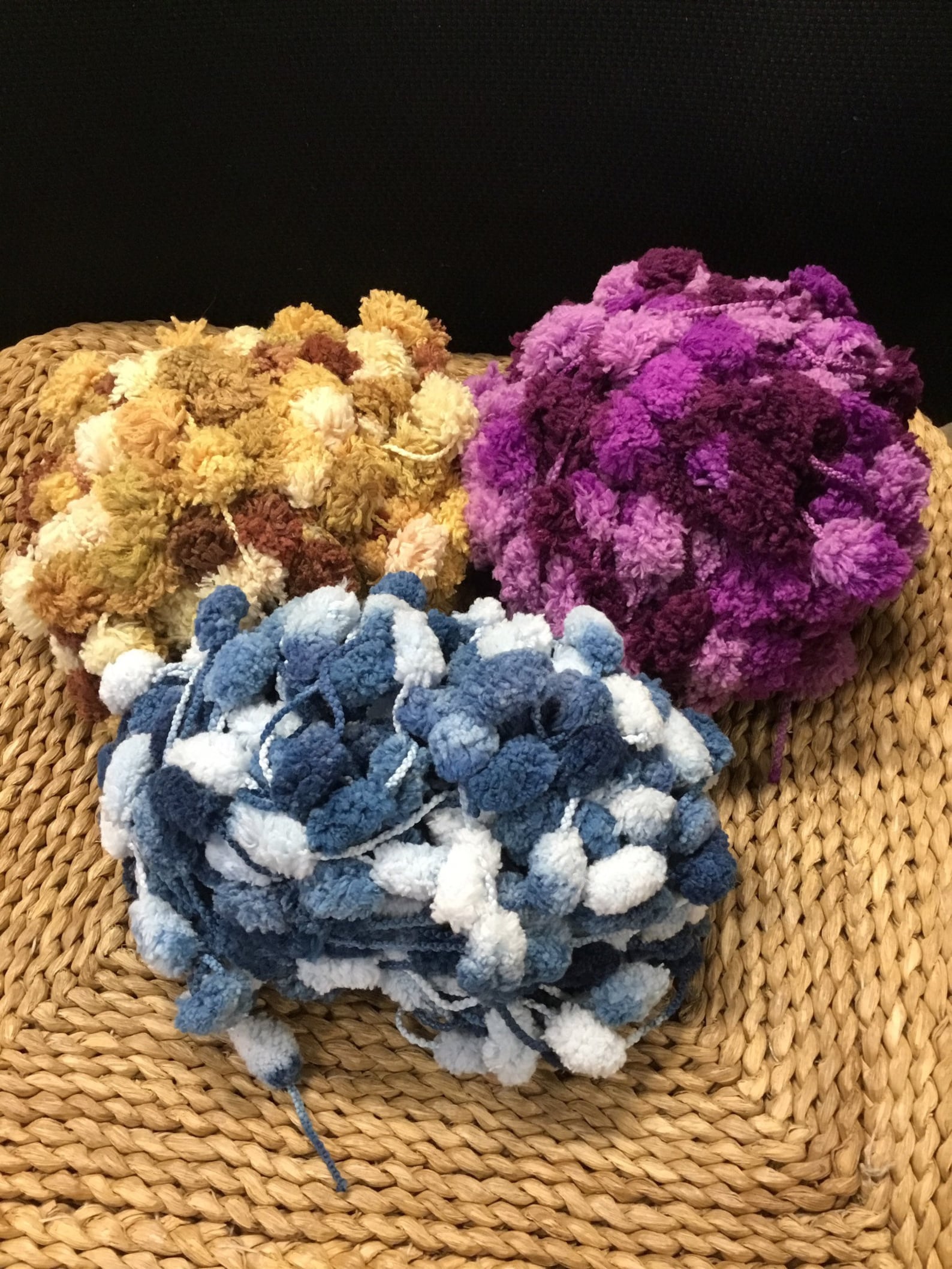 Fluffy Pom-pom Yarn Beige Brown Caramel- 3 Toned Blues-burgundy Lilac ...