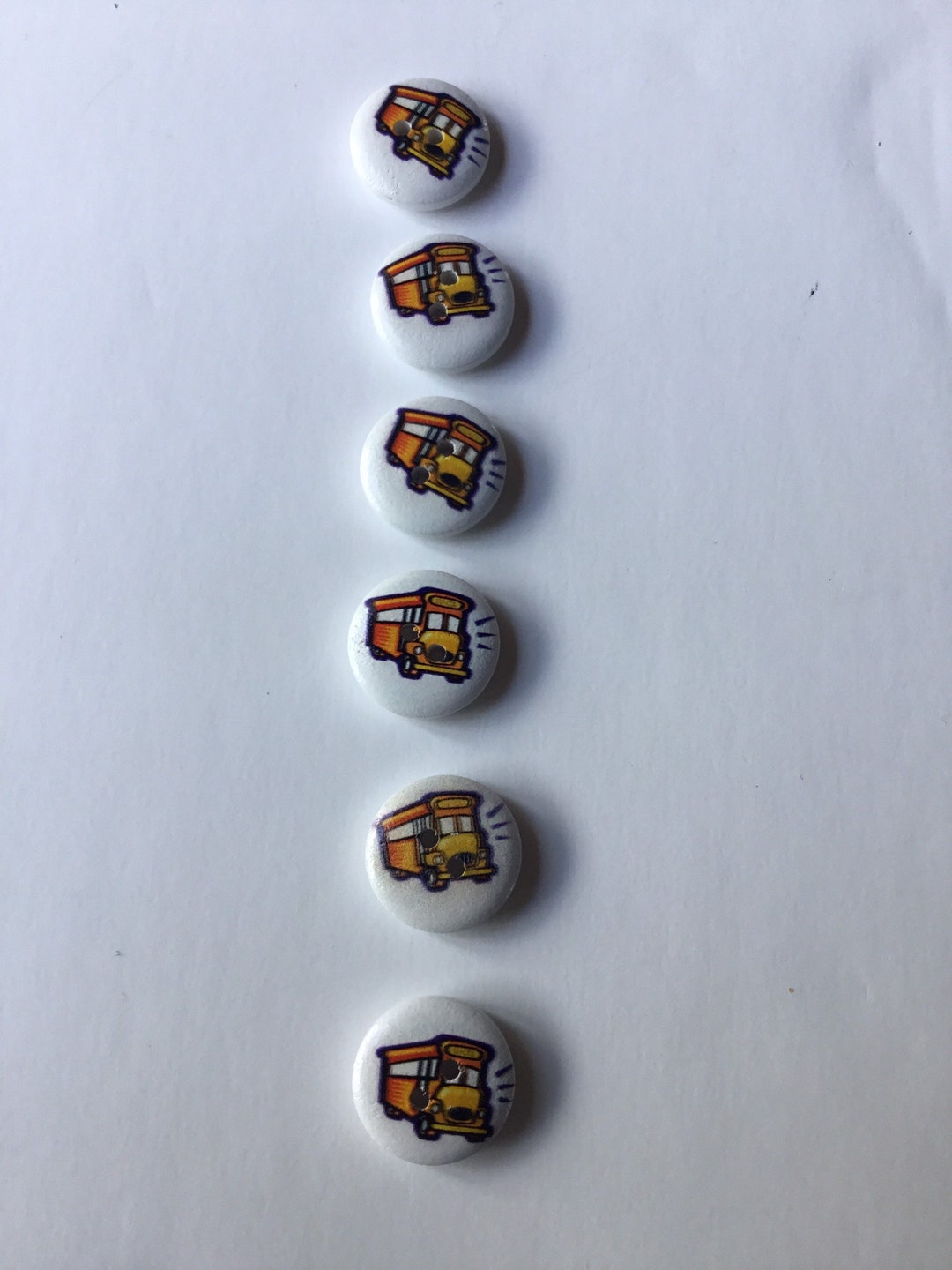 Buttons,yellow School Bus Buttons ,for Sewing,crochet,knitting,white ...