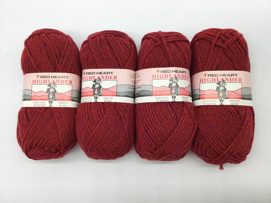 Red Heart Highlander Yarn, Knitting Worsted Vintage Yarn, Set of 4 ...