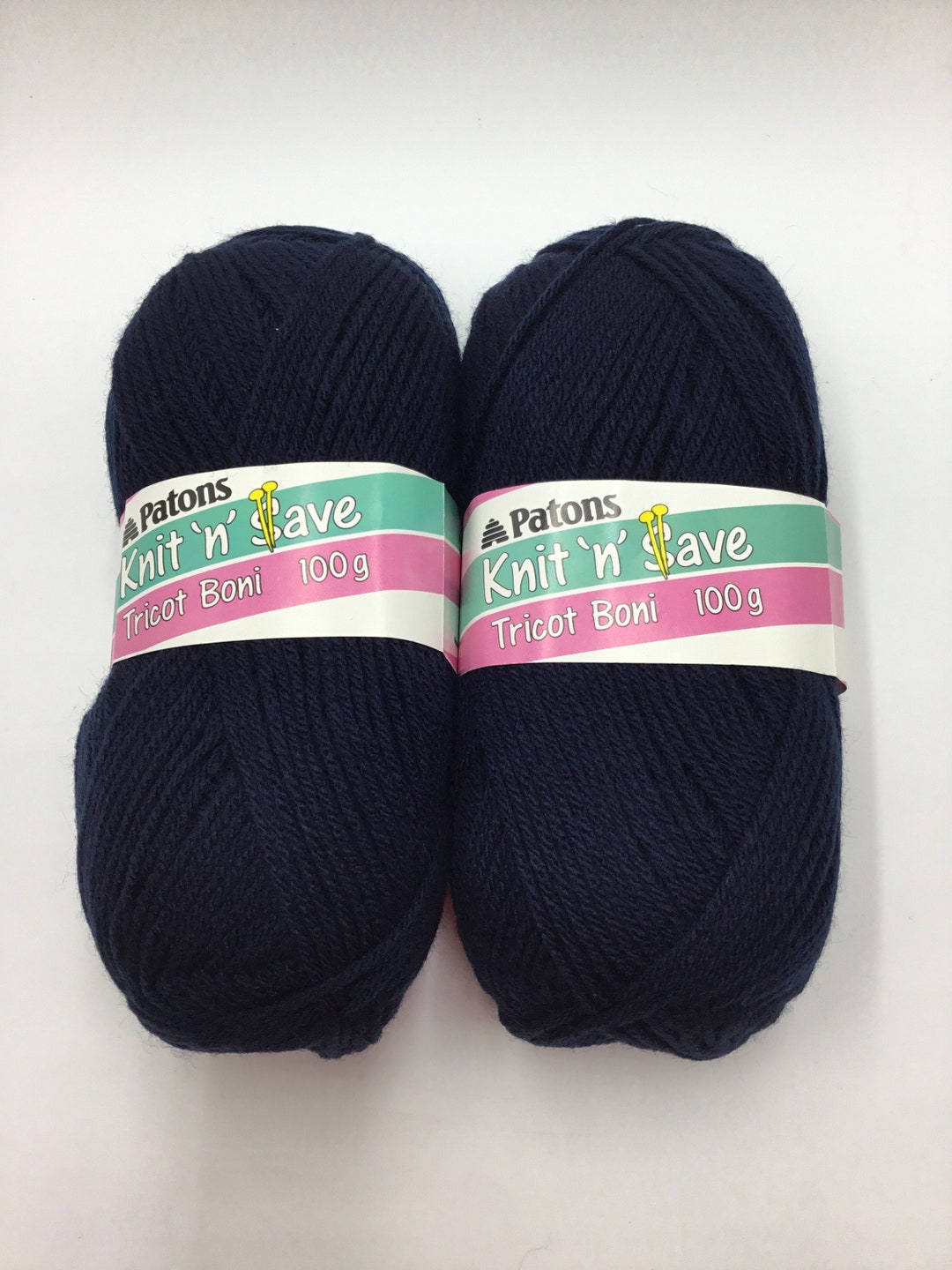 Patons Knit ‘n’ Save Yarn Set of 2 , 238yds/218m, Medium 4, Navy Blue ...