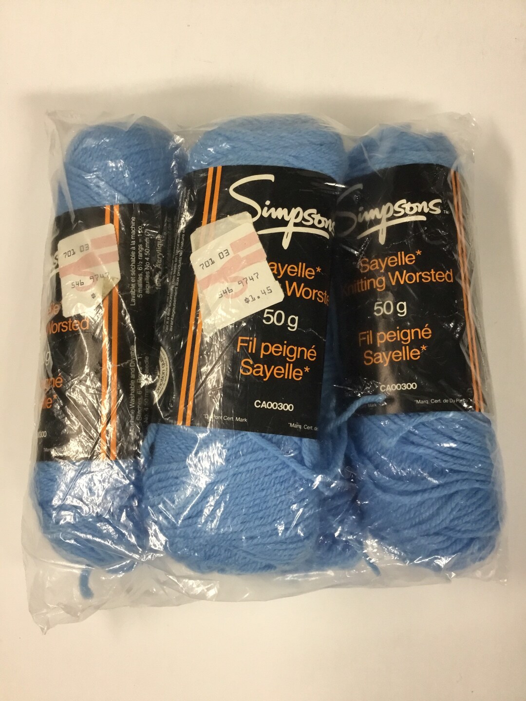 Simpsons Sayelle Knitting Worsted Vintage Yarn Set of 3 1/2 50g Ea /100 ...