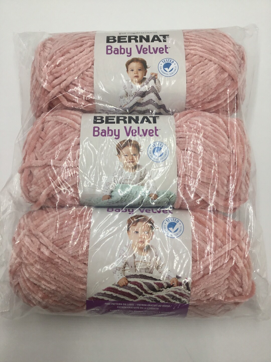 Bernat Baby Velvet Set of 3, 3.5oz/100gea 100% Polyester Restful Rose ...