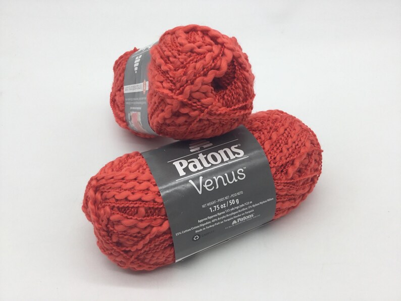 Patons Venus, Textured Yarn, 1.75 Oz / 50g - Chili Pepper - Etsy