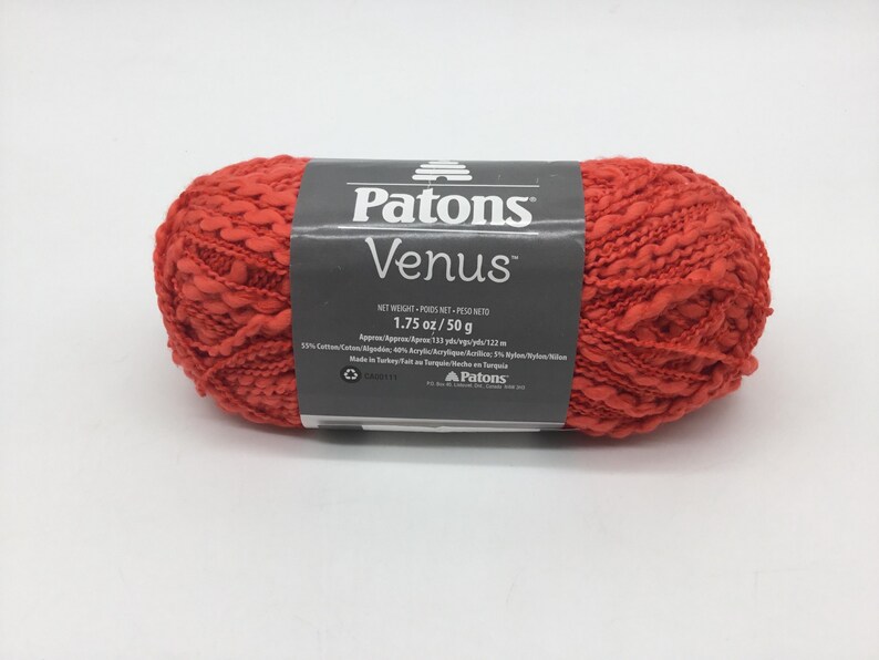 Patons Venus, Textured Yarn, 1.75 Oz / 50g - Chili Pepper - Etsy