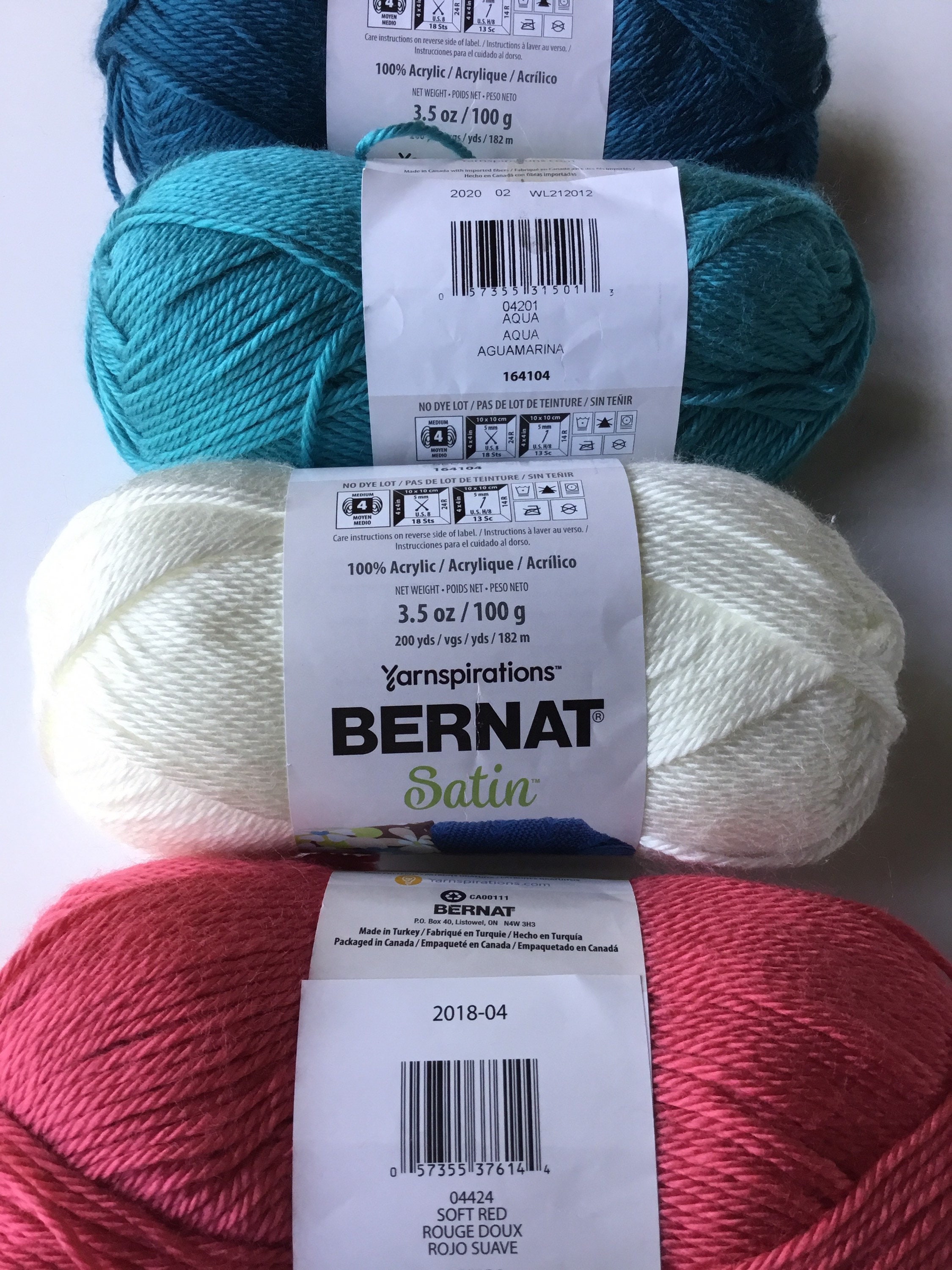 Bernat Satin Worsted Weight Soft Lush Yarn 3.5 Oz/100g-200yds/182m ...