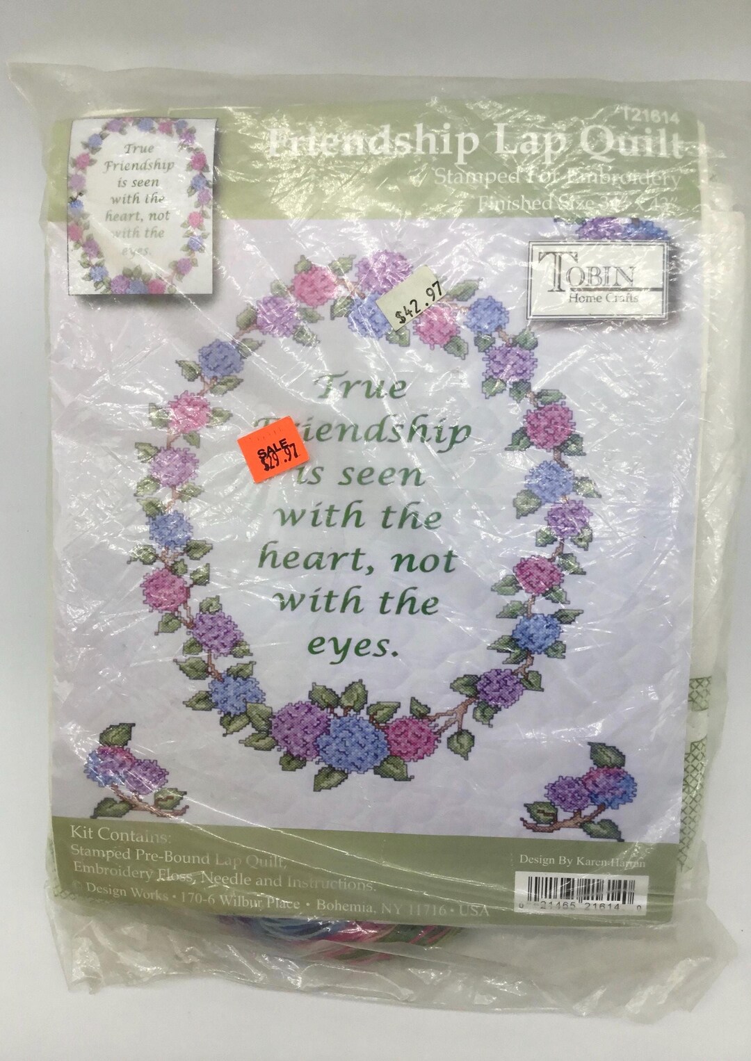 Friendship Lap Quilt Kit,tobin Home Crafts,stamped Pre-bound Lap Quilt ...