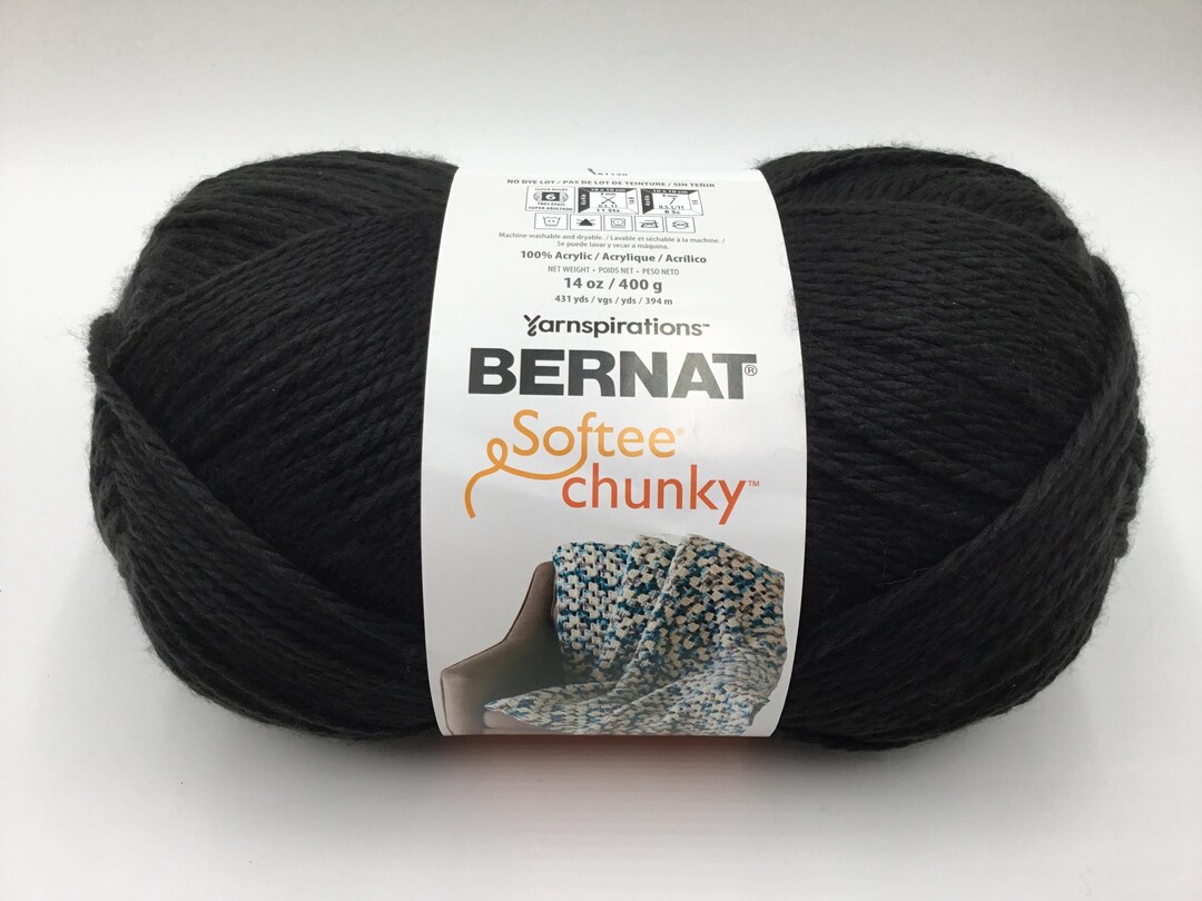 Bernat Softee Chunky Yarn Extra Soft 14oz/400g, Bulky 5 - Black - Etsy