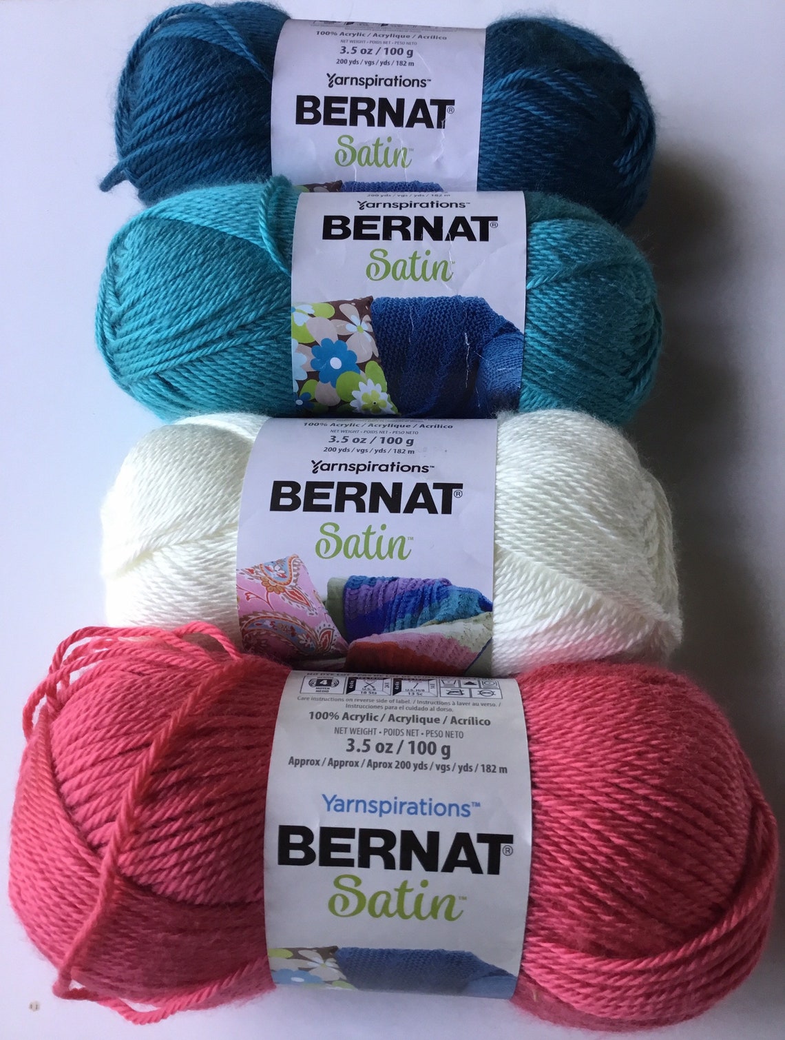 Bernat Satin Worsted Weight Soft Lush Yarn 3.5 Oz/100g-200yds/182m ...