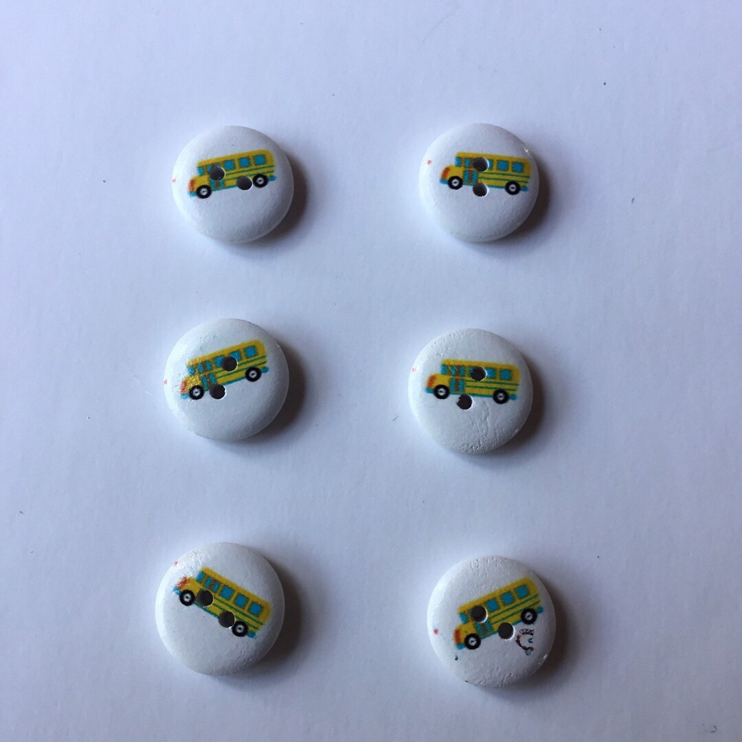 Buttons,yellow School Bus Buttons ,for Sewing,crochet,knitting,white ...