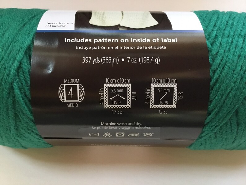 Mainstays Basic Yarn 100% Acrylic 7oz / 198.4 G - Evergreen - Etsy