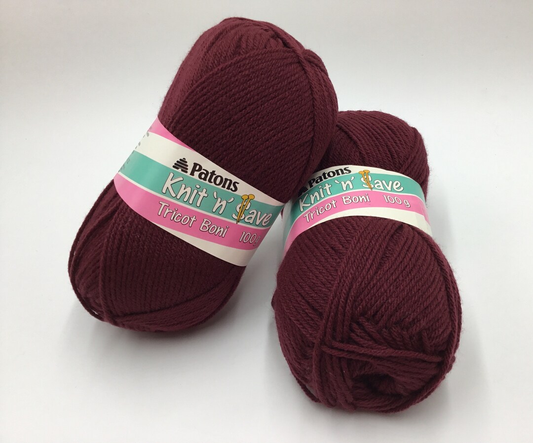 Patons Knit ‘n’ Save Yarn Set of 2 , 238yds/218m, Medium 4, Burgundy ...