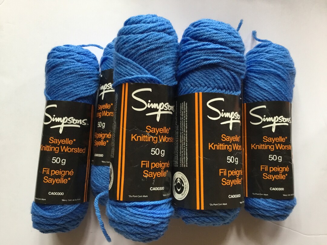Simpsons Sayelle Knitting Worsted Vintage Yarn Set of 7 -50g Ea /100% ...