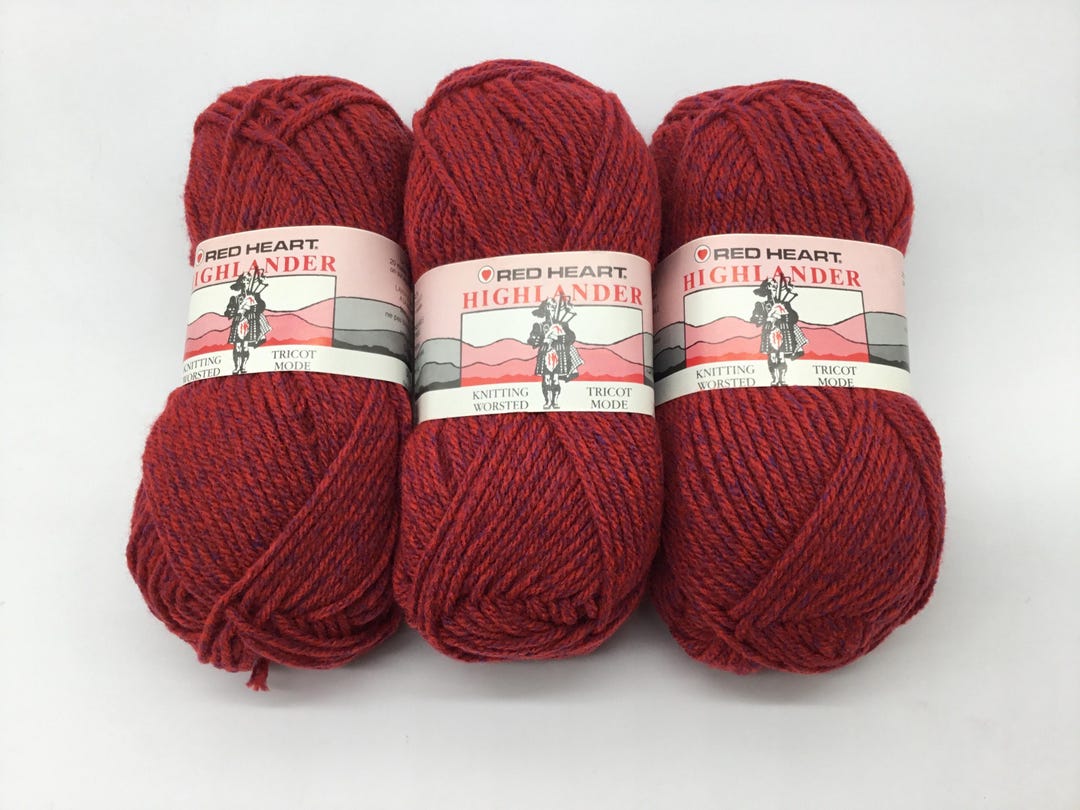 Red Heart Highlander Yarn, Knitting Worsted Vintage Yarn, Set of 3 ...