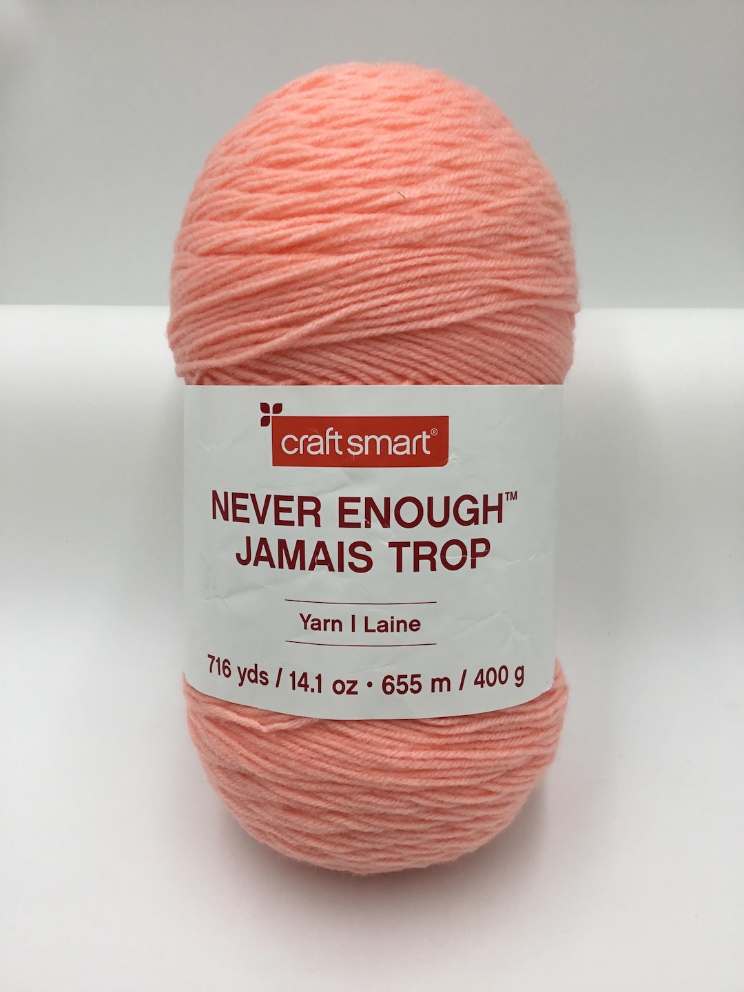Craftsmart Never Enough Yarn, Jumbo Skein,716yds/655m/14.1oz 21 Peach ...
