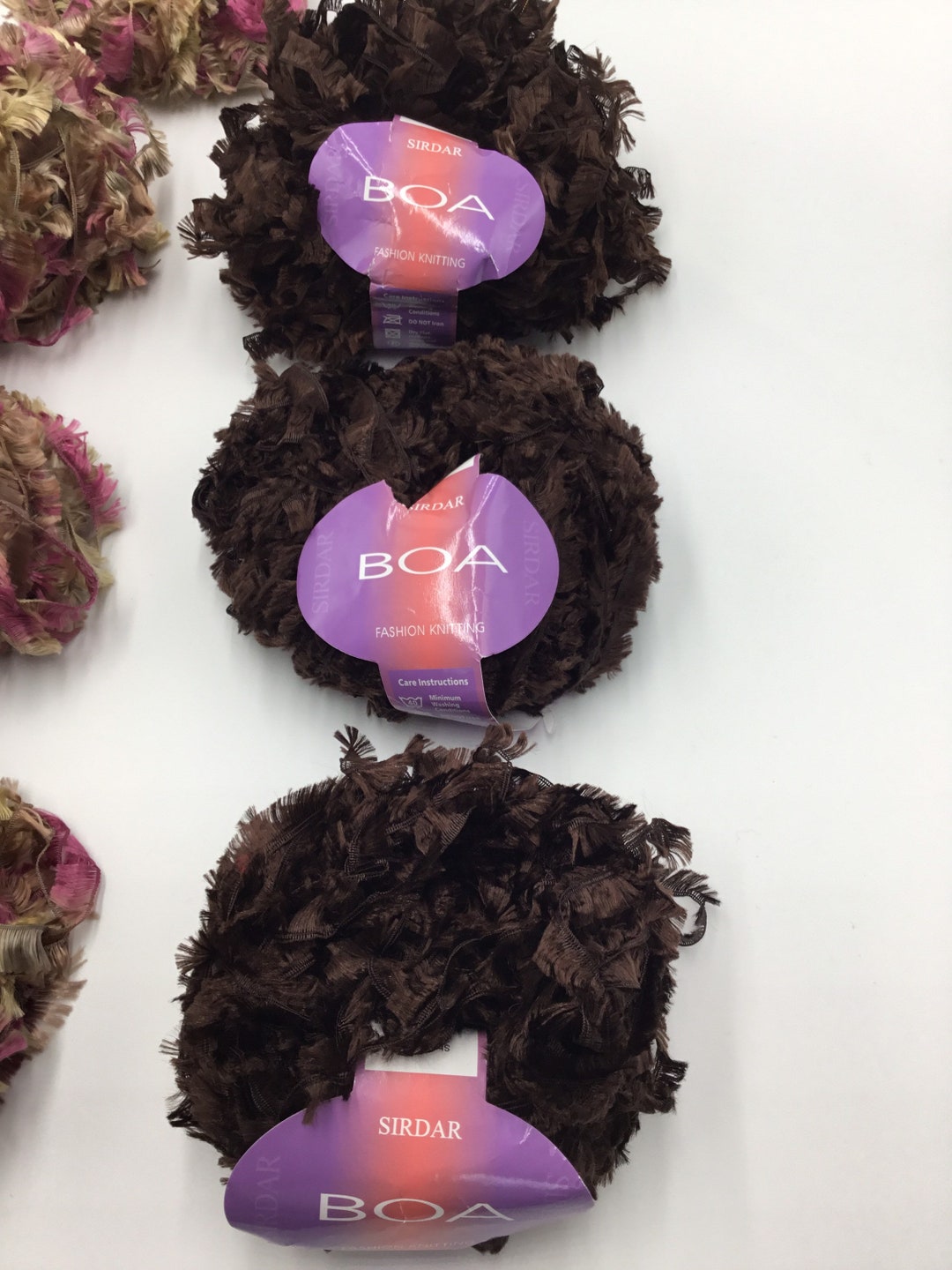 Boa Eyelash Set of 3 Yarn Feather Yarn, Ribbon Feathered Yarn, Trim ...