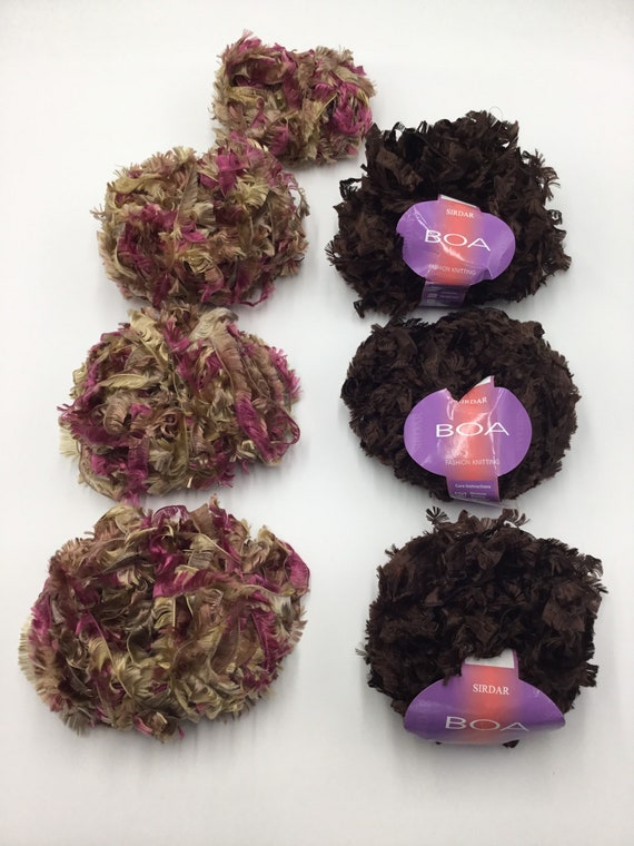 Boa Eyelash Set of 3 Yarn Feather Yarn Ribbon Feathered Yarn | Etsy